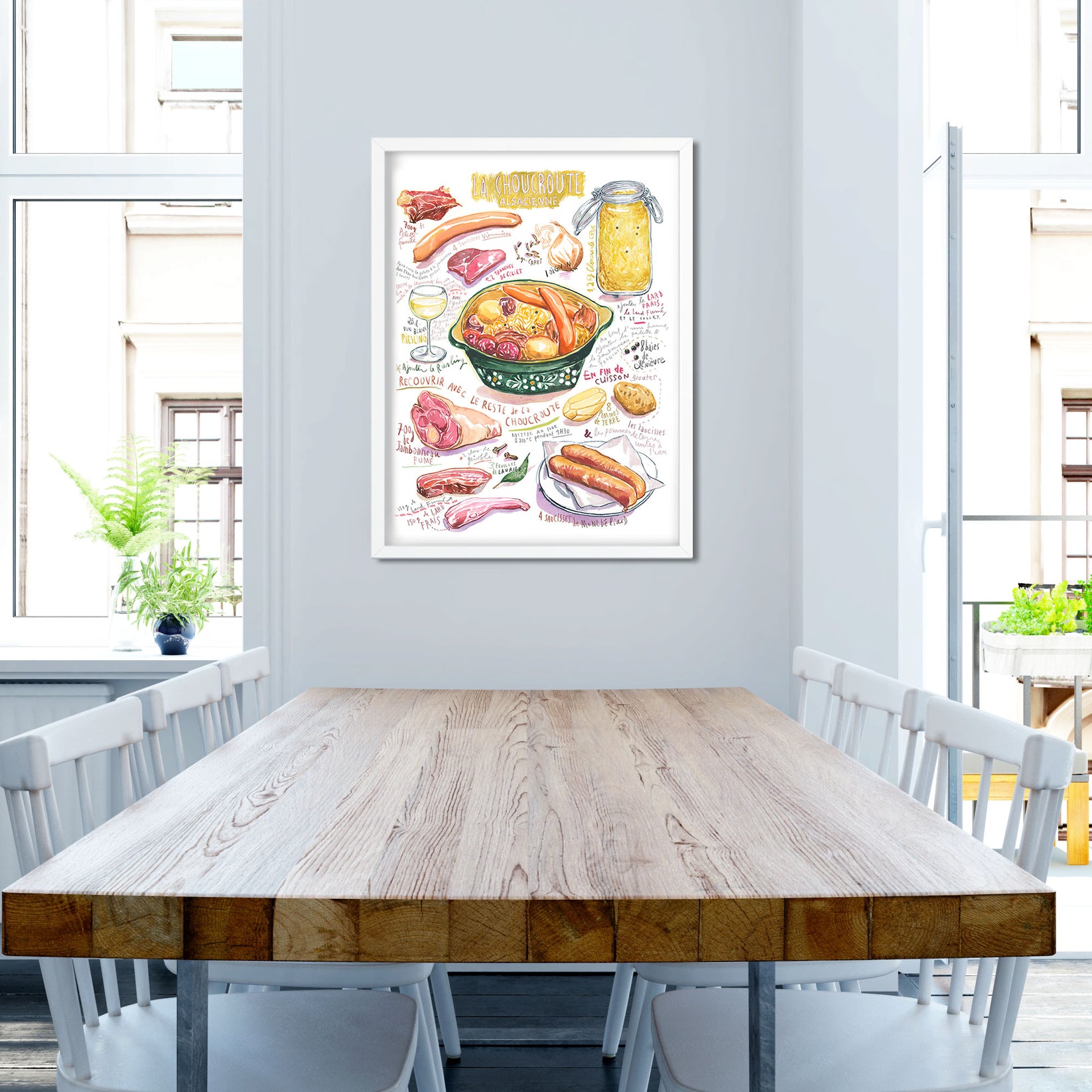 Alsatian Sauerkraut recipe poster, French cuisine wall art, Choucroute ...