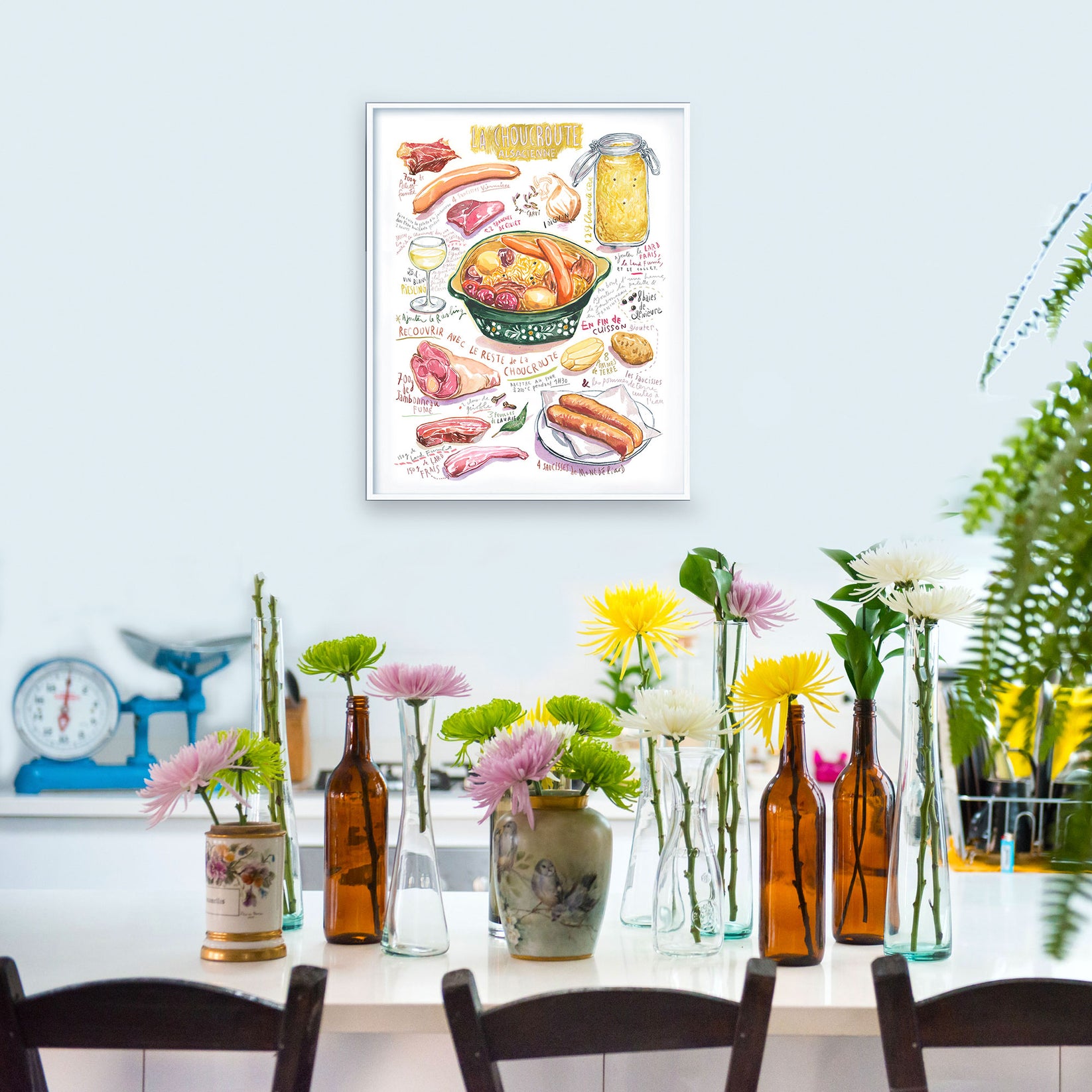 Alsatian Sauerkraut recipe poster, French cuisine wall art, Choucroute ...
