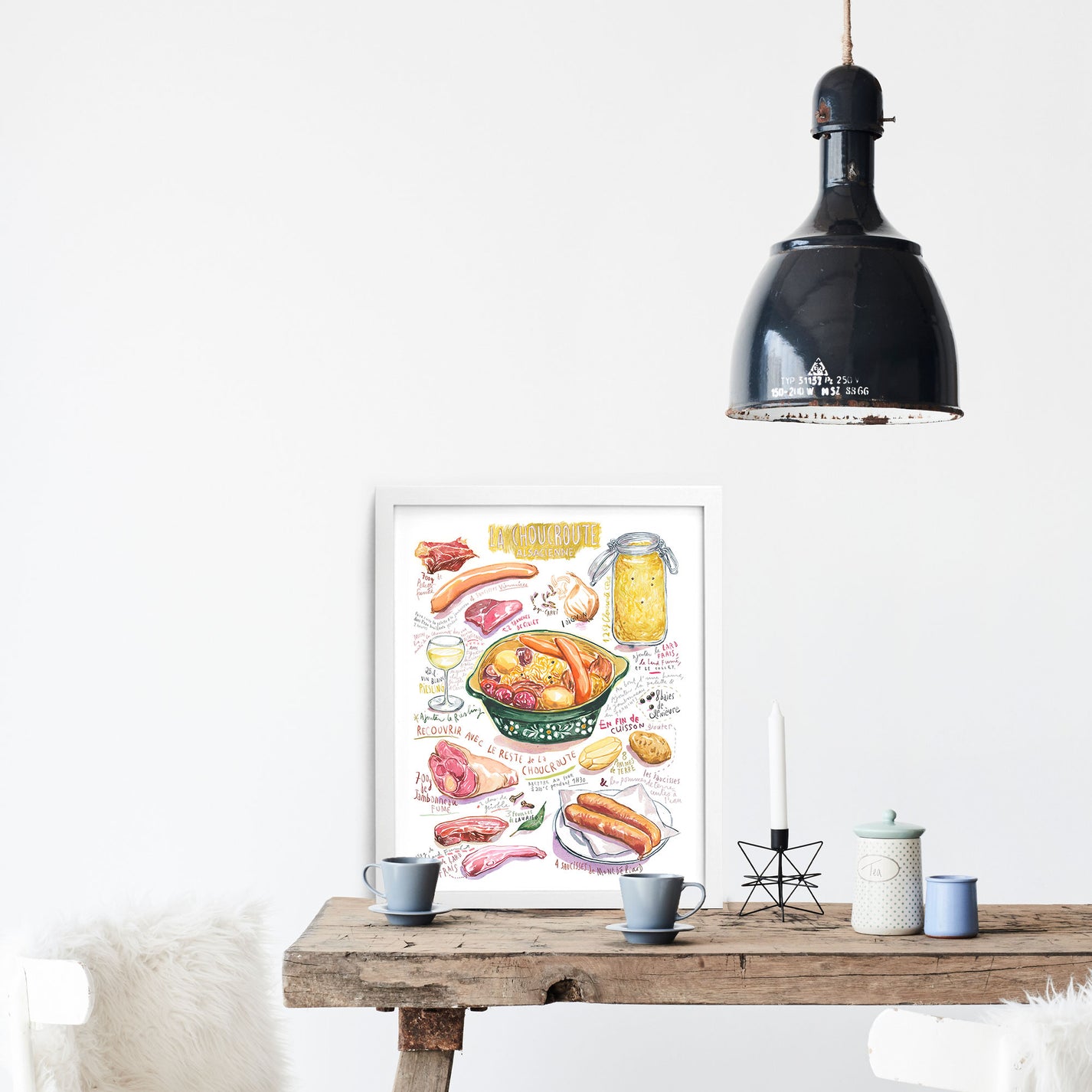 Alsatian Sauerkraut recipe poster, French cuisine wall art, Choucroute ...