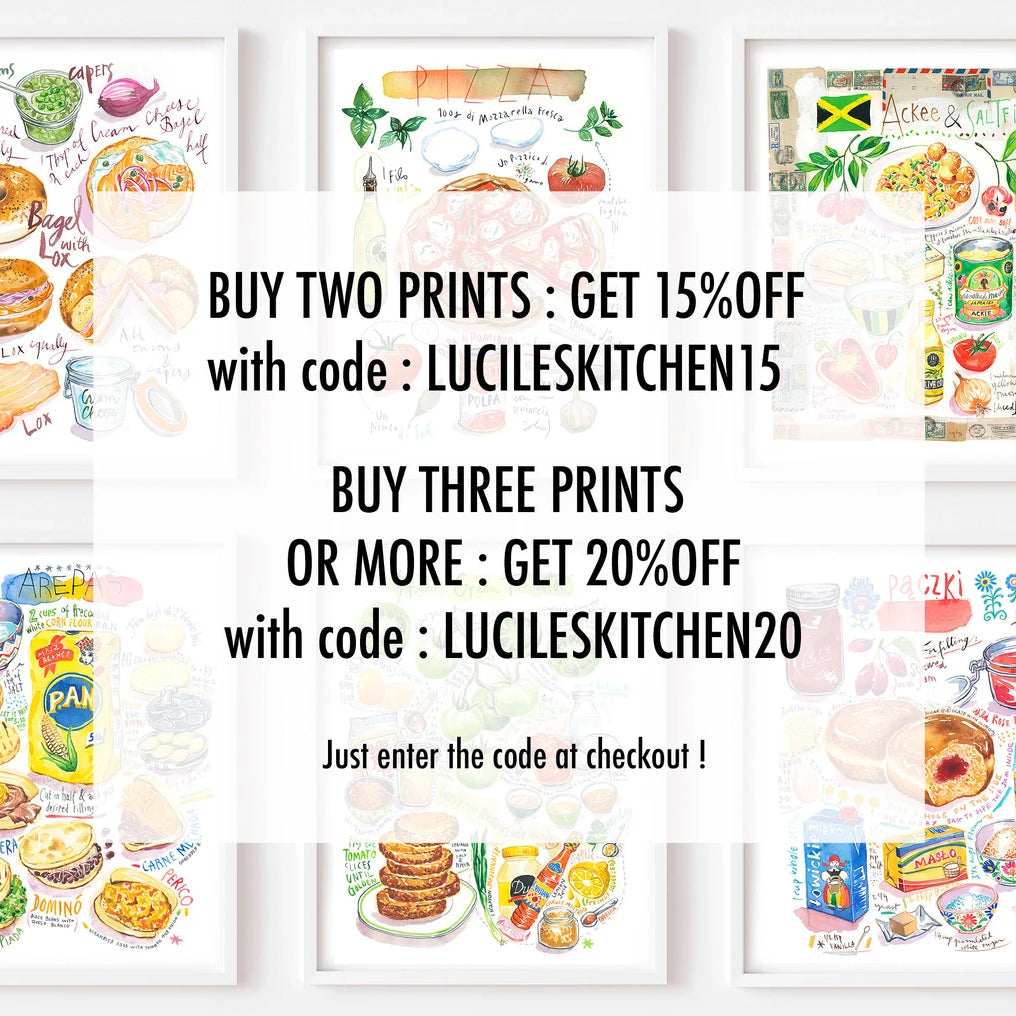 Italian food chart illustration poster, Italy cooking wall art print ...