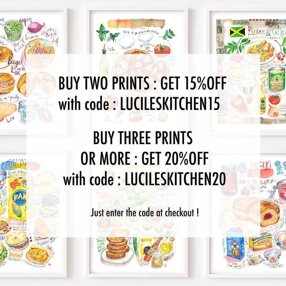 Italian food chart illustration poster, Italy cooking wall art print ...