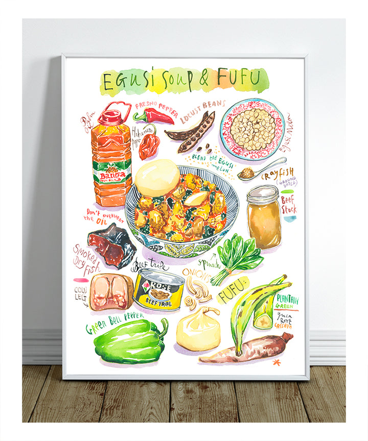 Kitchen art prints, food illustrations, watercolor recipe posters ...