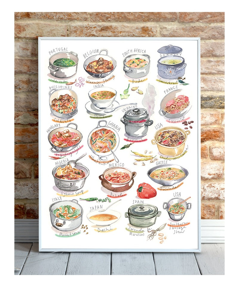 Food around the world watercolor poster – LucilesKitchen