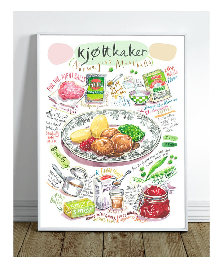 Kitchen art prints, food illustrations, watercolor recipe posters ...