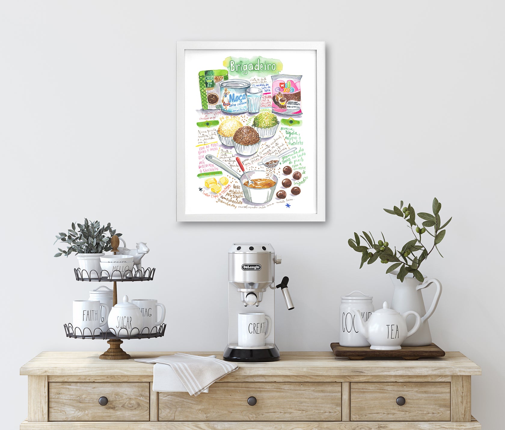 Brigadeiro recipe illustration poster, Brazilian dessert kitchen art ...