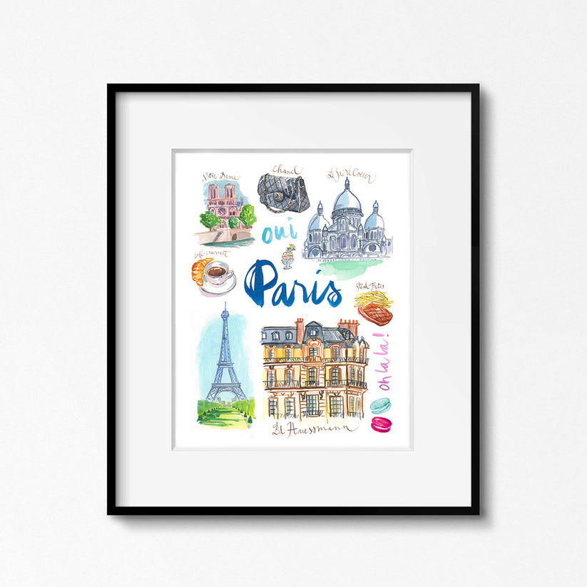 Paris watercolor illustration poster French art print France wall art ...