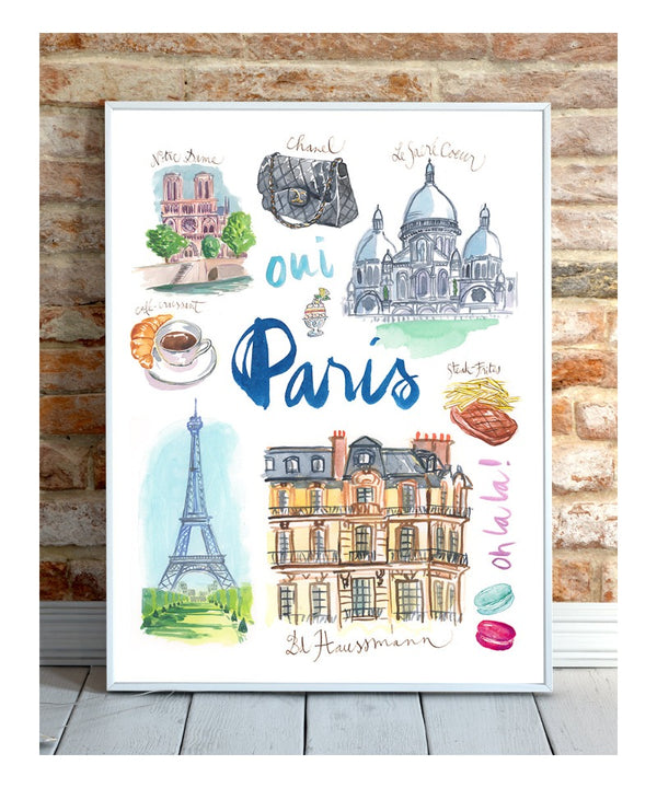 Paris watercolor illustration poster French art print France wall art ...